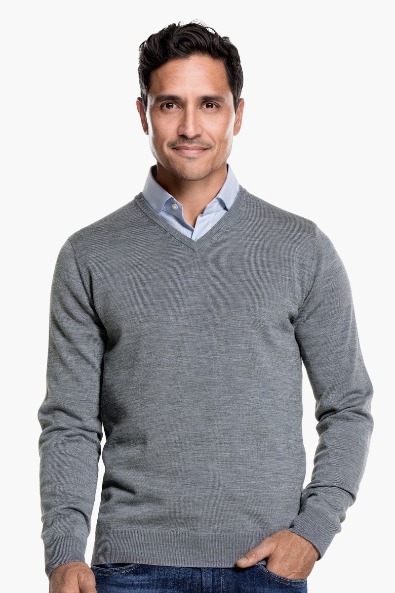 V-Neck Heavy Silver Grey