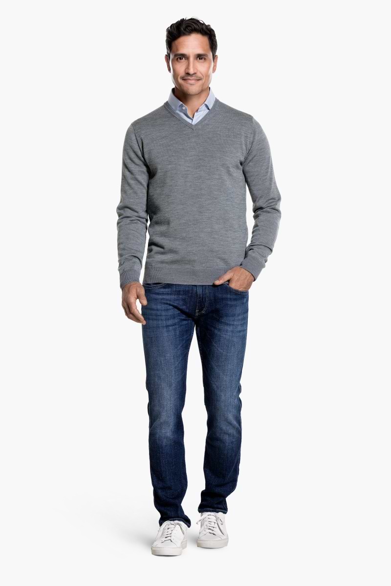 V-Neck Heavy Silver Grey