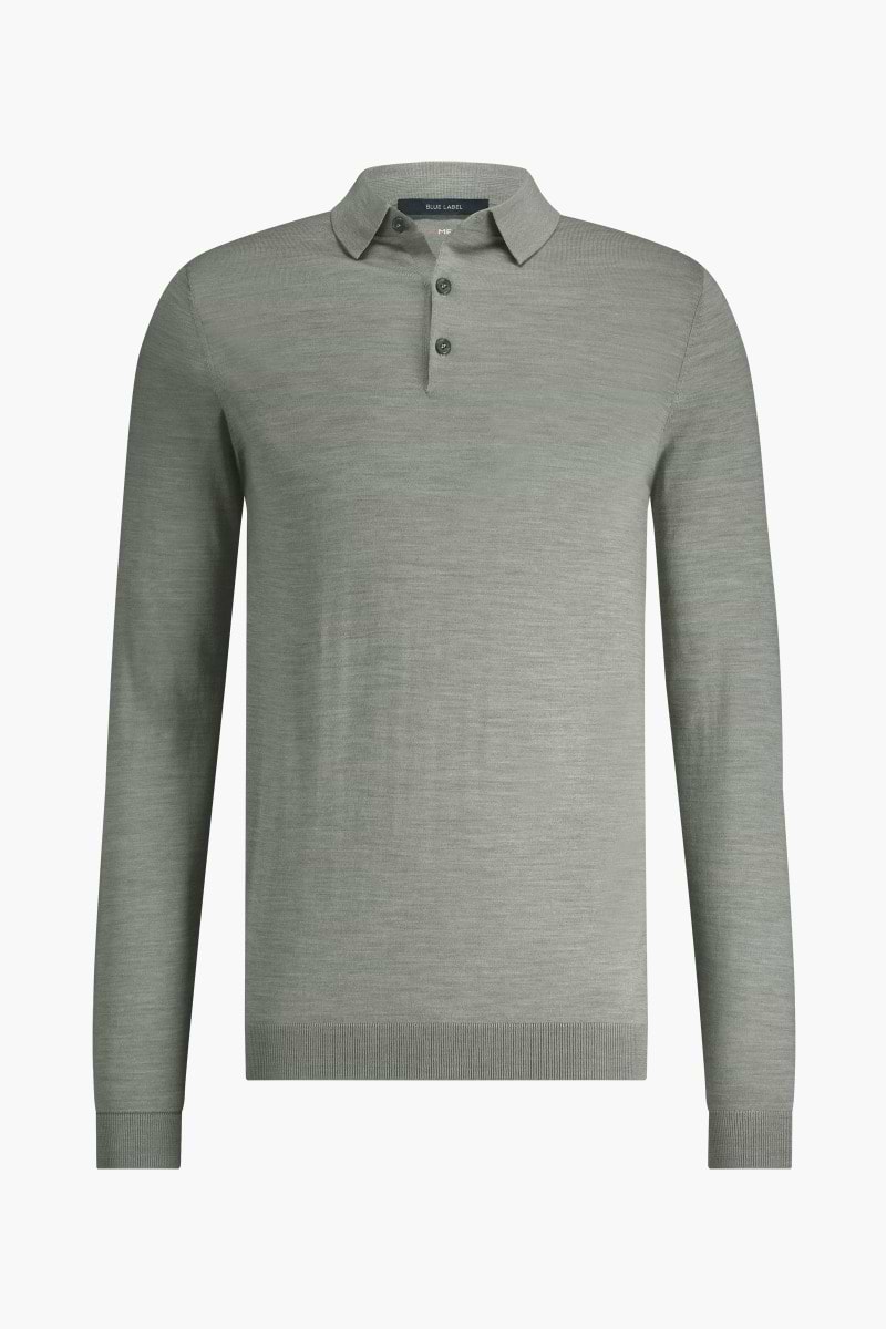 Blue Label Polo Buttons Long Sleeve Hazy Green